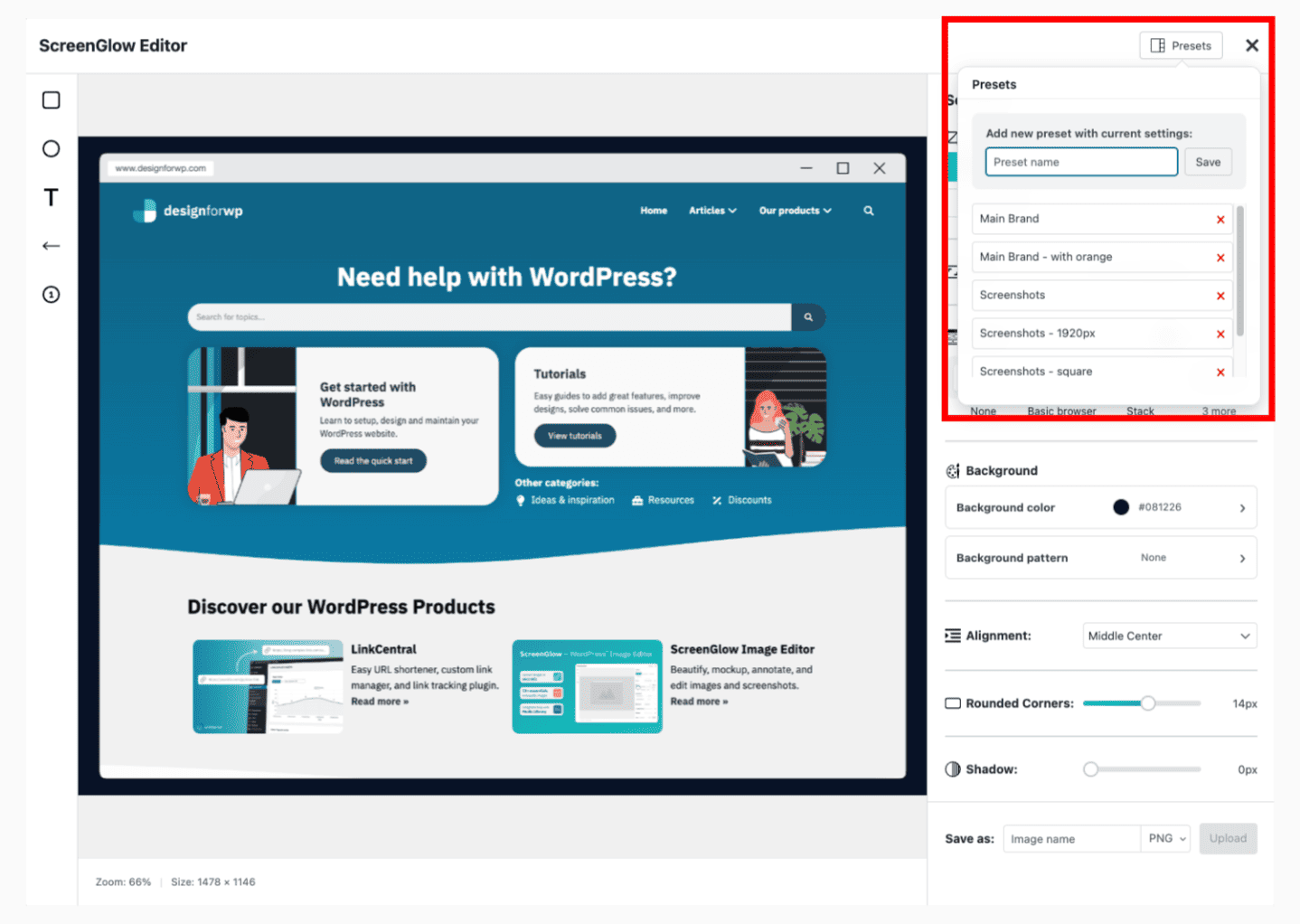 Create and Use Presets - Design for WP